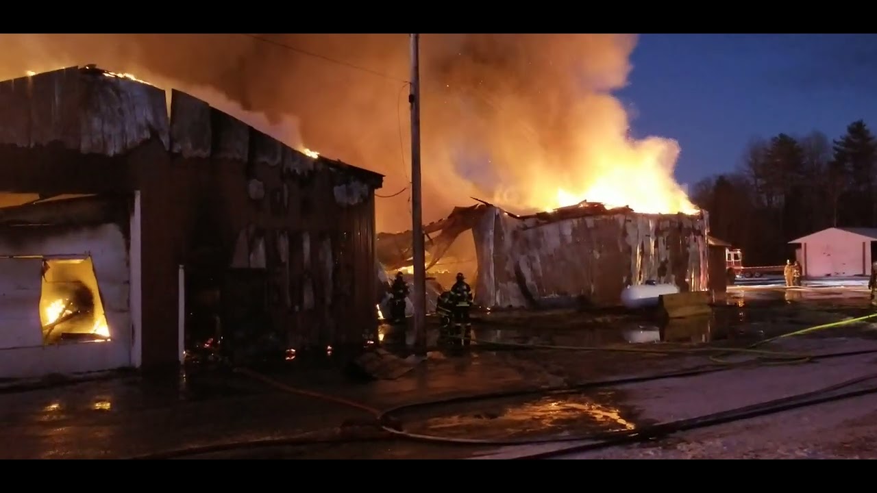 Lumber mill fire in Boscawen NH - YouTube