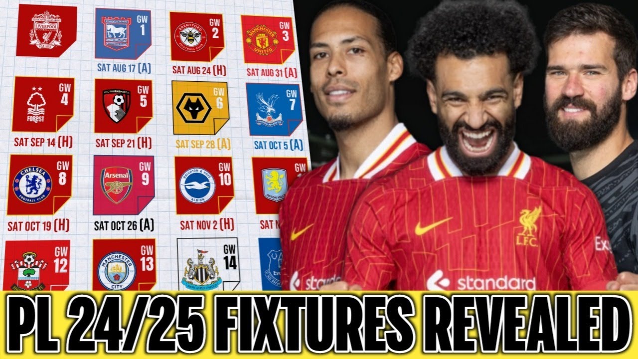 Liverpool 24/25 Premier League Fixtures Revealed! - YouTube