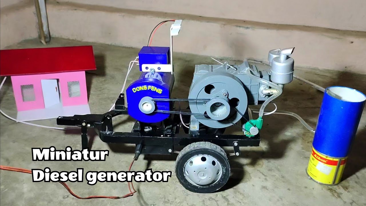 Miniatur mesin diesel kecil generator malam hari - YouTube