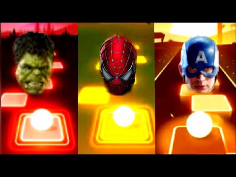HULK 🆚 SPIDER MAN 🆚 CAPITAN AMERICA. AVENGERS TILES HOP EDM RUSH ...