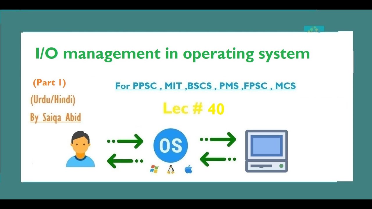 I/O management in operating system || (Part 1) || lec # 40 || In URDU ...