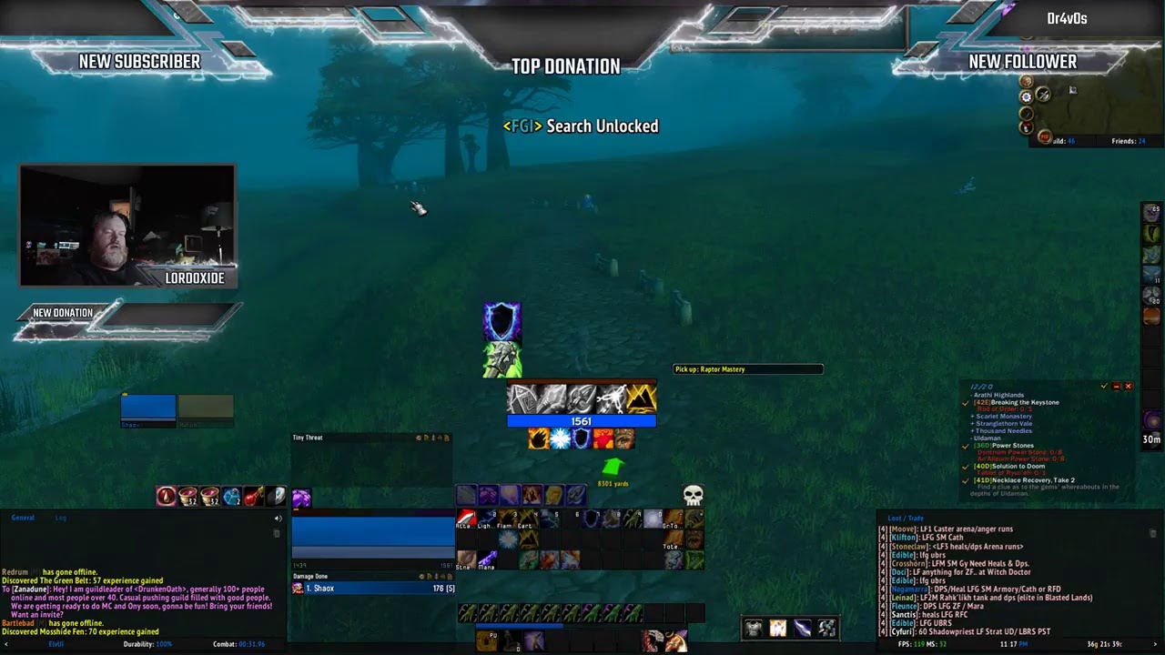 WOW Classic @ Mankrik - 39 Shaman Healing Grinding for 40...need mount ...