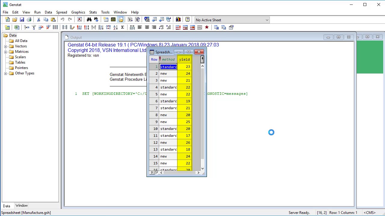 Performing a t-test in Genstat - YouTube
