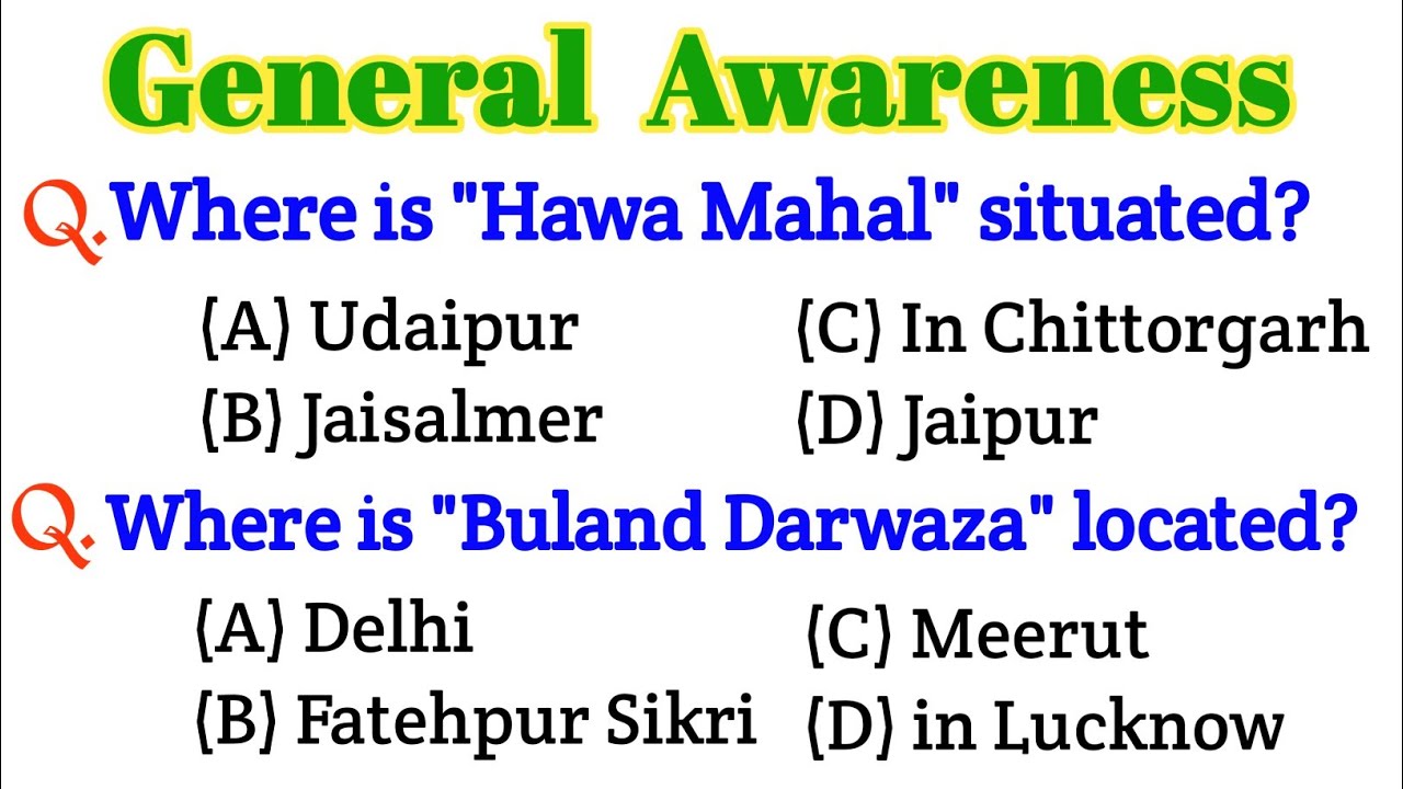 General Awareness MCQ for all Exams | Most Important Gk Questions | Gk ...