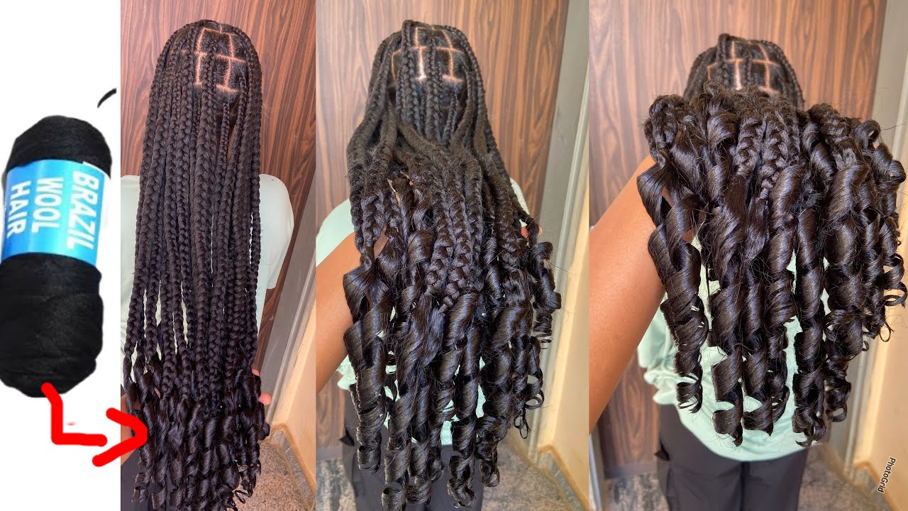 How I curled this Brazilian wool braid/ Brazilian wool hairstyles - YouTube