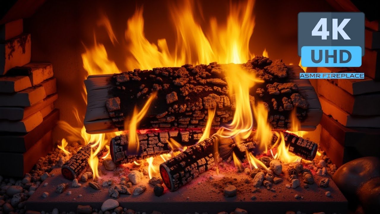 Burning Fireplace Ambience: Perfect Sleep Music, Stress Reduction, Calm ...