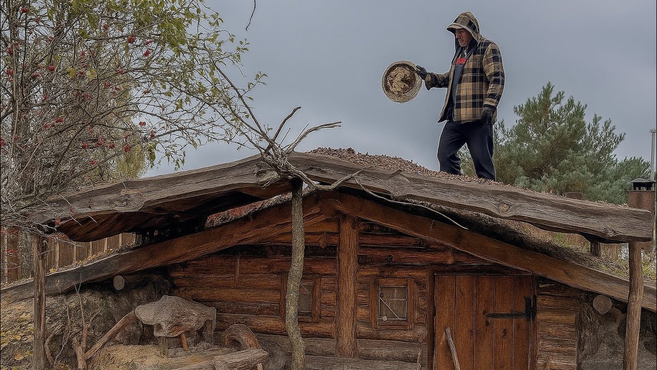 Renovating an old dugout. A two-room log house underground? Bushcraft ...