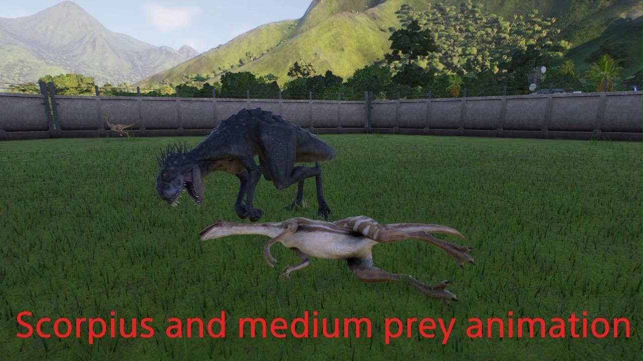 Jurassic World Evolution 2 Scorpius and medium prey animation - YouTube