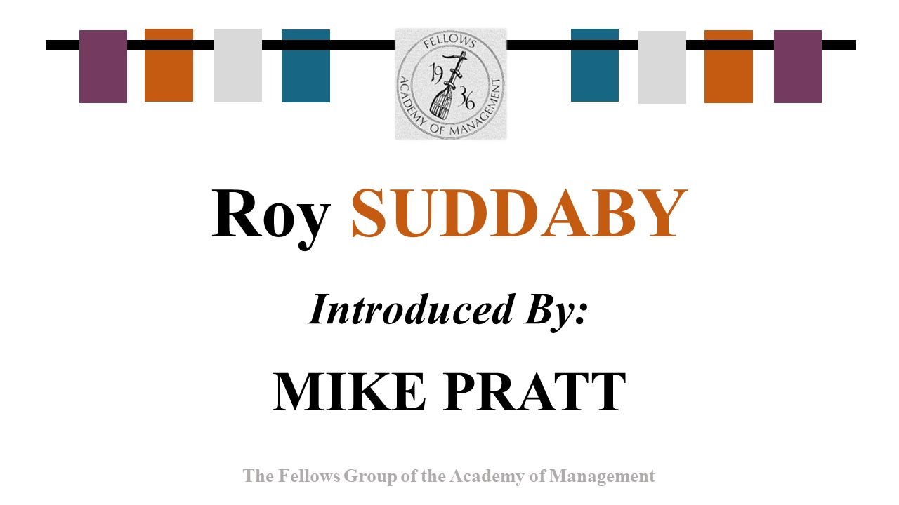 2020 Program - Inductee Roy Suddaby, Introduced by Mike Pratt - YouTube