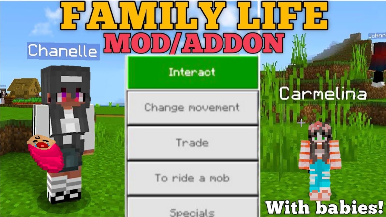 👩‍ ️‍👨FAMILY LIFE ADDON for BEDROCK | MINECRAFT PE +1.21 #addons - YouTube