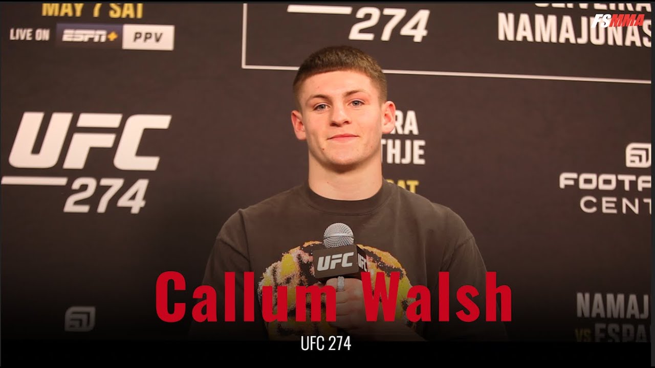 Undefeated boxer Callum Walsh talks to the media backstage at UFC 274 ...