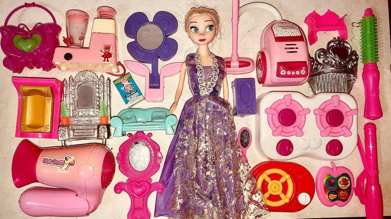 Kitchen cooking set || barbie doll kitchen cooking set - YouTube