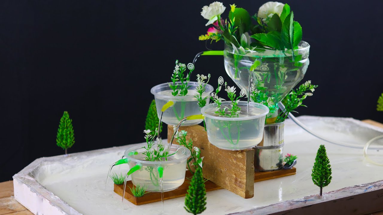 How to Make Beautiful Waterfall Fountain diy at Home - YouTube