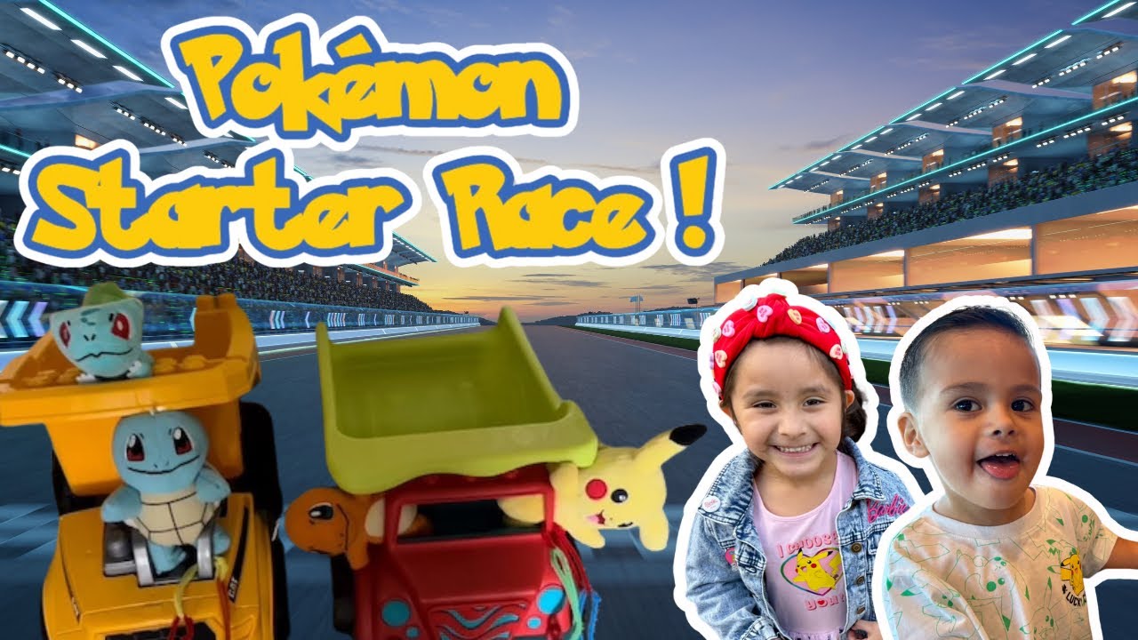 Starter Pokémon AMAZING Race: Kids Play with Trucks and Pokemon Around ...