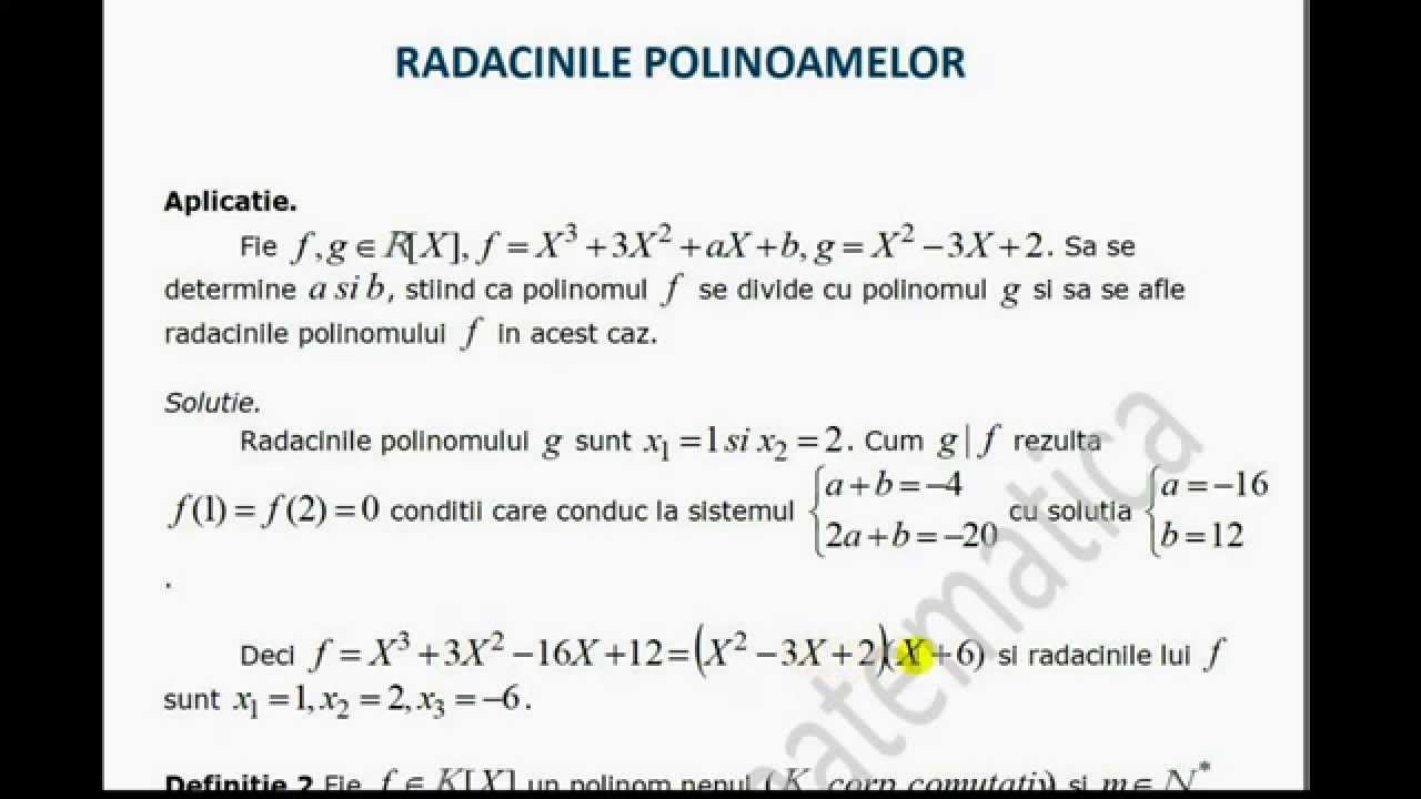 XII-Algebra-Radacinile polinoamelor-Notiuni Teoretice - YouTube