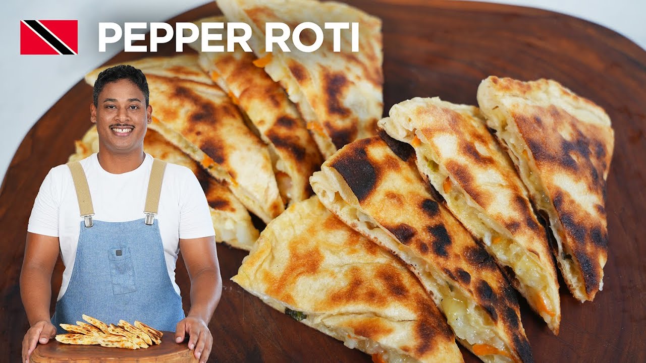 Hot & Tasty Pepper Roti Recipe by Chef Shaun 🇹🇹 Foodie Nation - YouTube