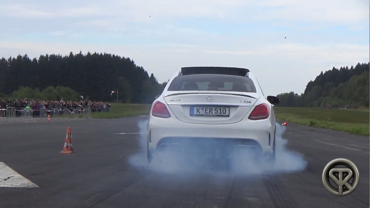 Mercedes C63 AMG 2015 - HUGE BURNOUT - YouTube