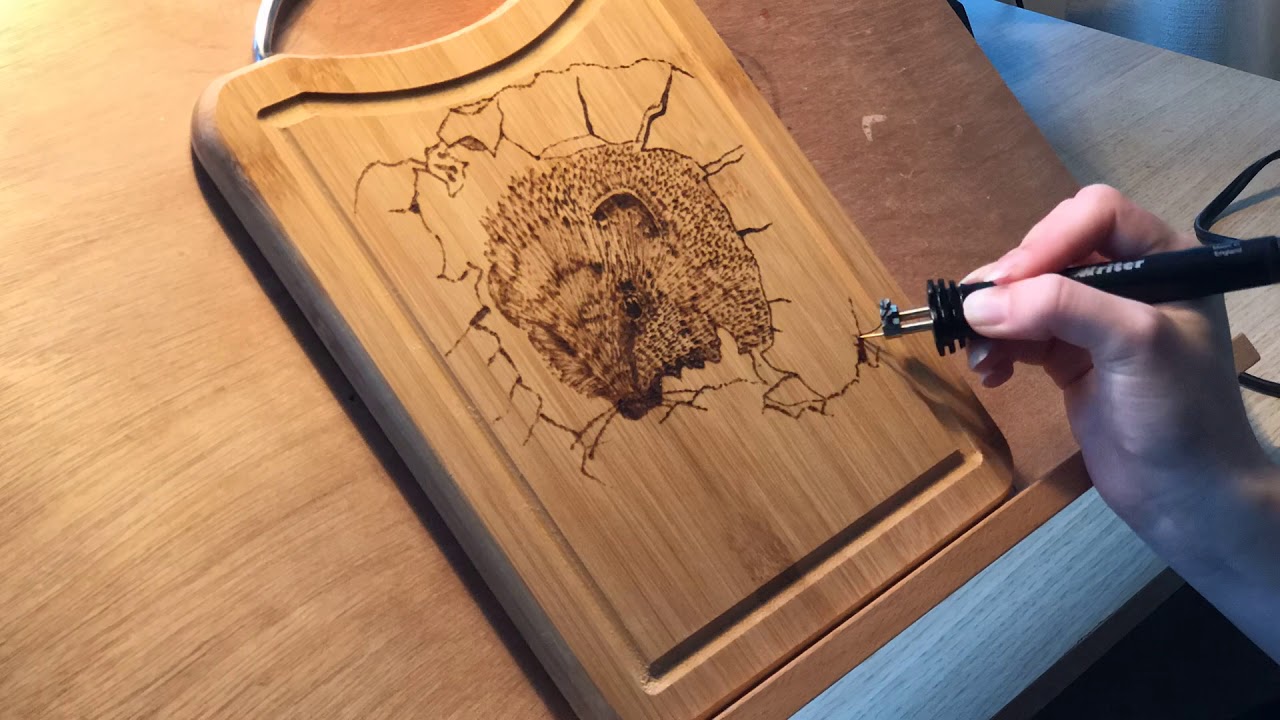 Hedgehog Pyrography Time Lapse - YouTube