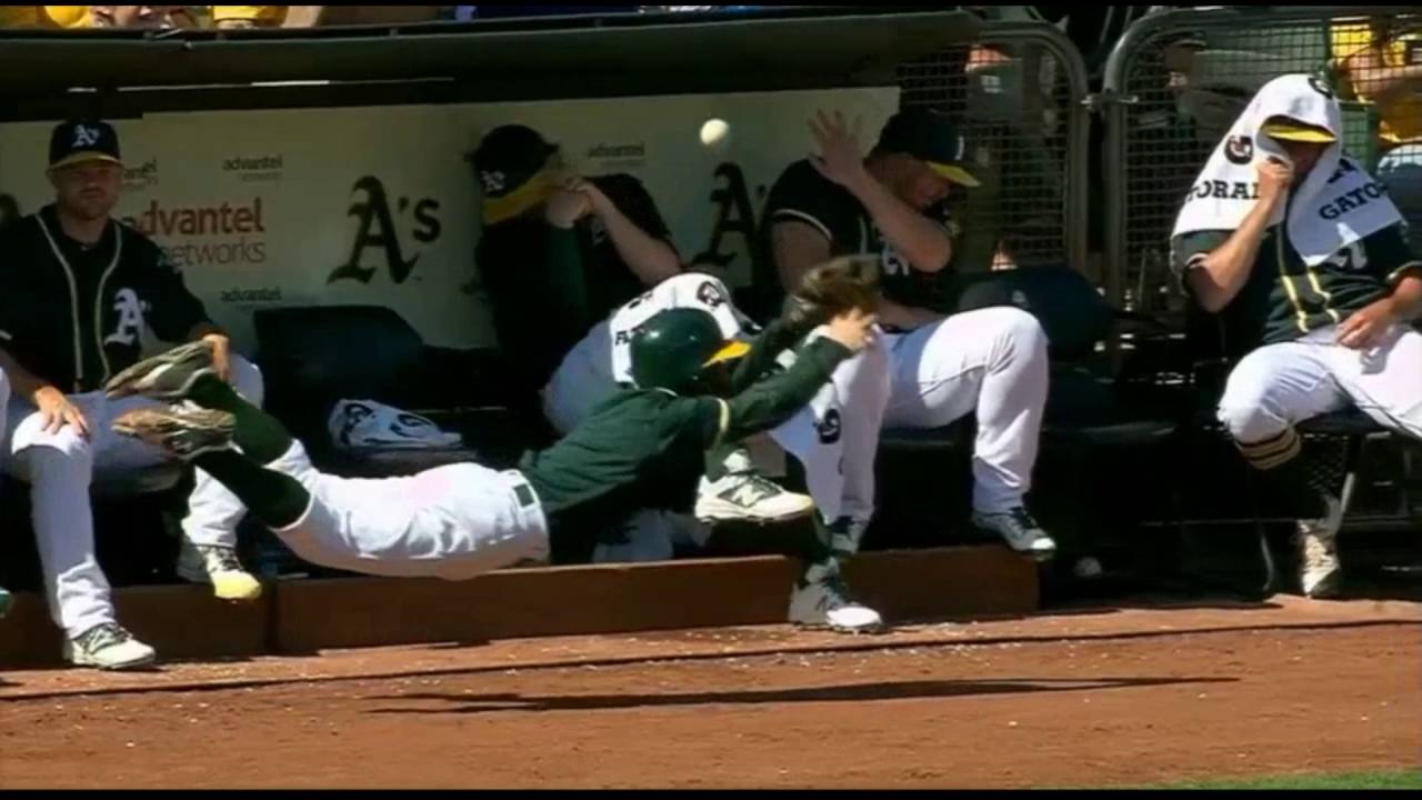 OAKLAND ATHLETICS - Ball Boy Hilarious Miss (Hits Player in the Head ...