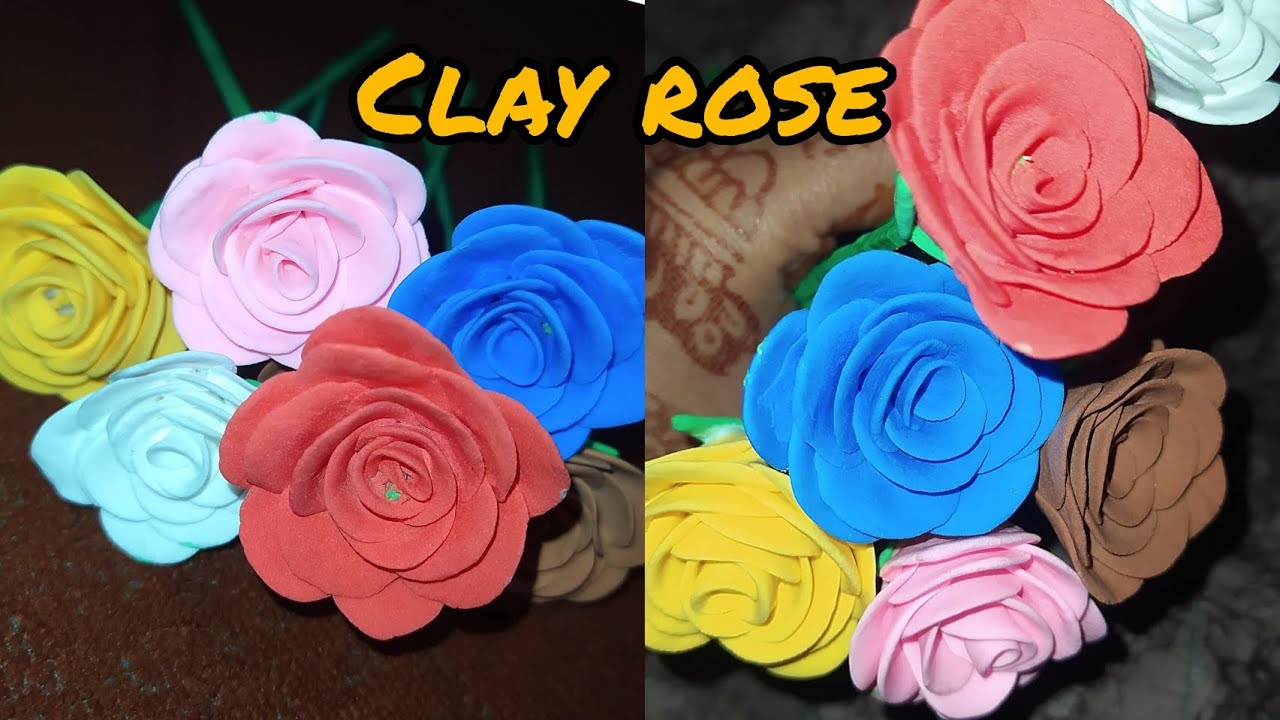 Realistic Clay Rose Making || Air Dry Clay Rose || Full tutorial Video ...