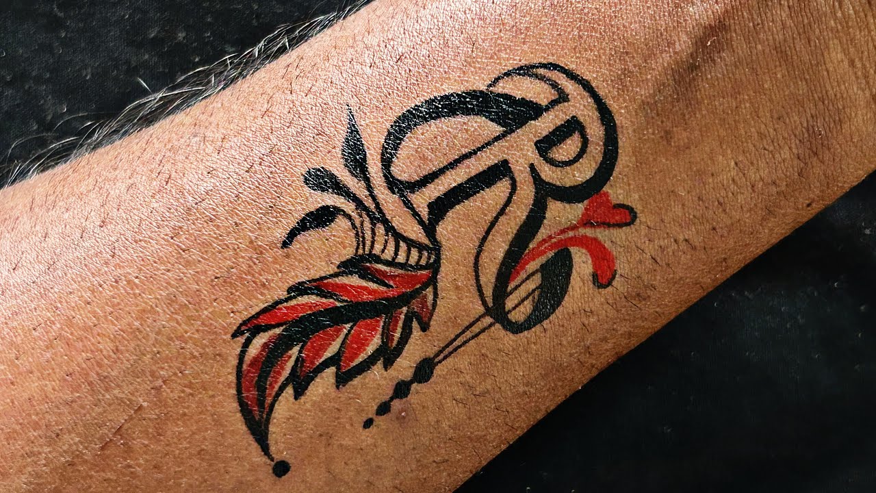 New R ️ and with feather 🪶 || simple tattoo design || how to make || # ...