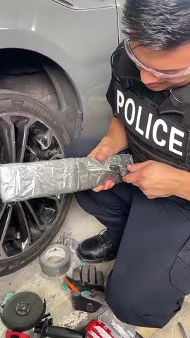 Cop finds hidden stash in car tire! 🕵️ #shorts - YouTube