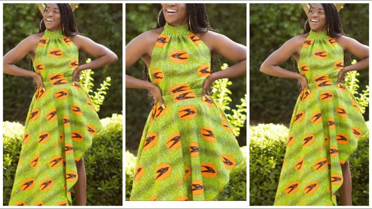 How to cut and sew Halter neckline dress - YouTube