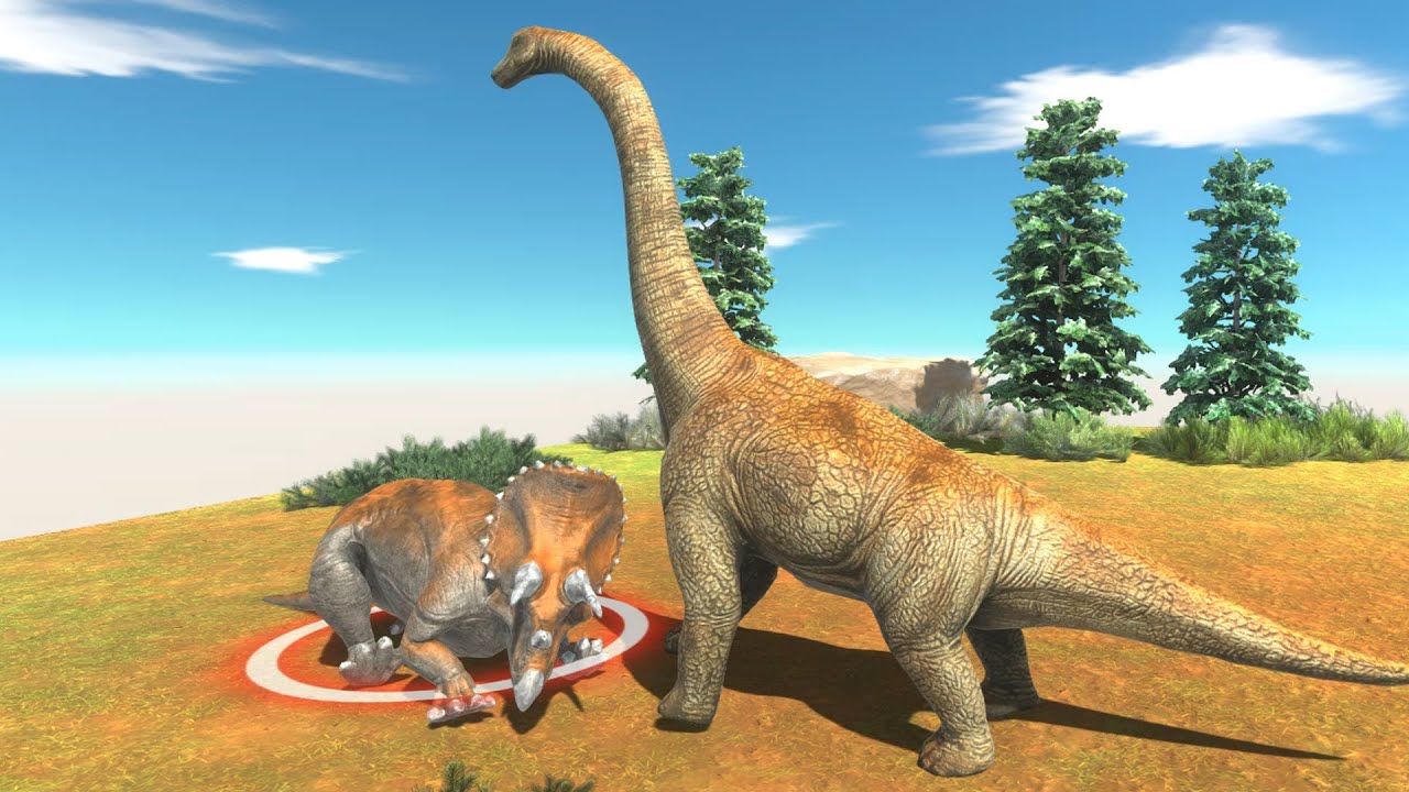A Fighting In The Jungle Triceratops Vs Brachiosaurus - Animal Revolt ...