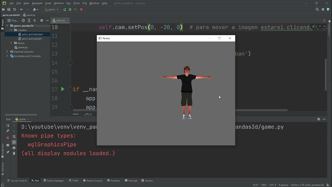 368 - Colocando um ator na tela do Panda3D Python - YouTube