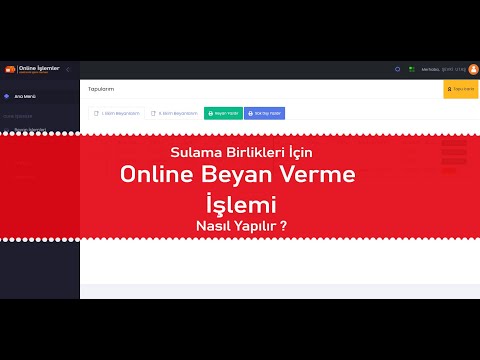 Sulama Birlikleri İçin Online Beyan Verme İşlemleri