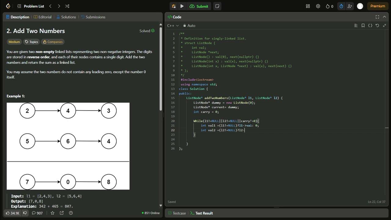 "Add Two Sum" problem on Leetcode @SyntaxWithSid - YouTube