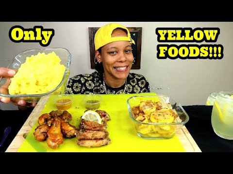 EATING MY WIFES FAVORITE COLOR FOODS CHALLENGE! ALL HOMEMADE YELLOW ...
