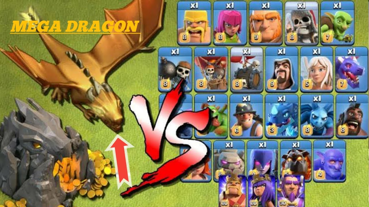 CLASH OF CLANS GOLDEN DRAGON VS ALL TROOPS| COC | MEGA DRAGON |GOLDEN ...