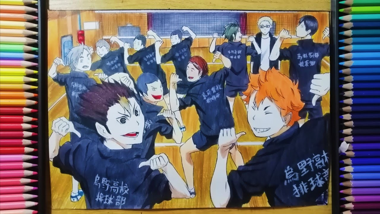 Drawing Karasuno Team - Haikyuu (ハイキュー) - YouTube
