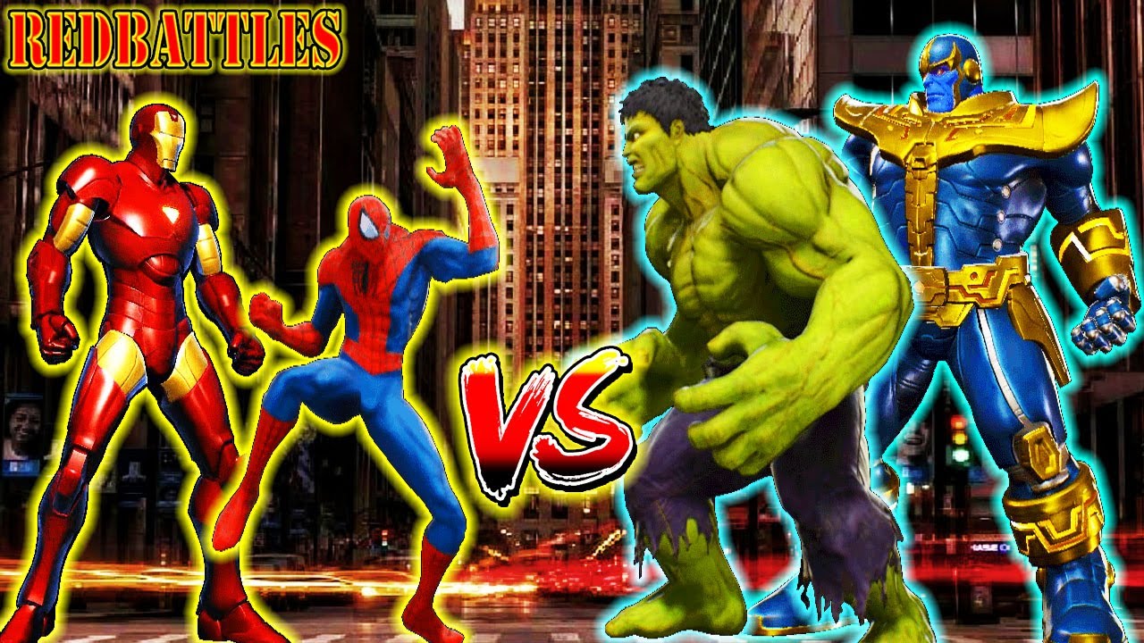 SPIDER-MAN & IRON MAN vs HULK & THANOS! - MUGEN - YouTube