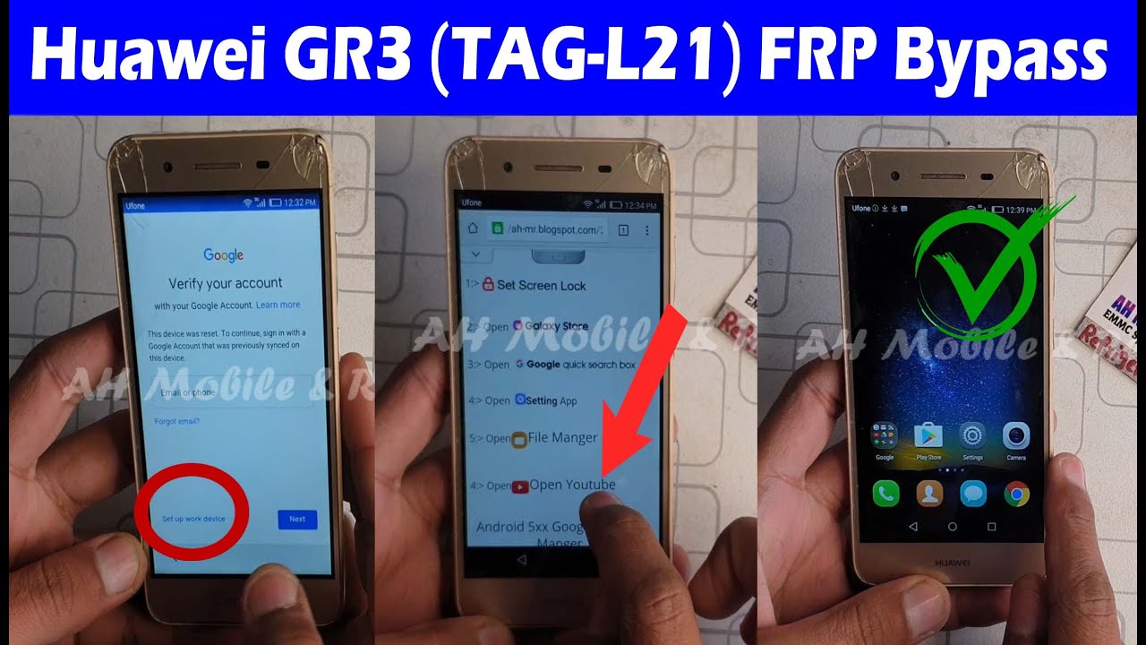 Huawei GR3 (TAG-L21) FRP Bypass Without PC - YouTube