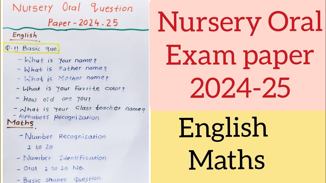 Nursery Oral questions English & Maths For Nursery Oral Exam 2024-25 ...