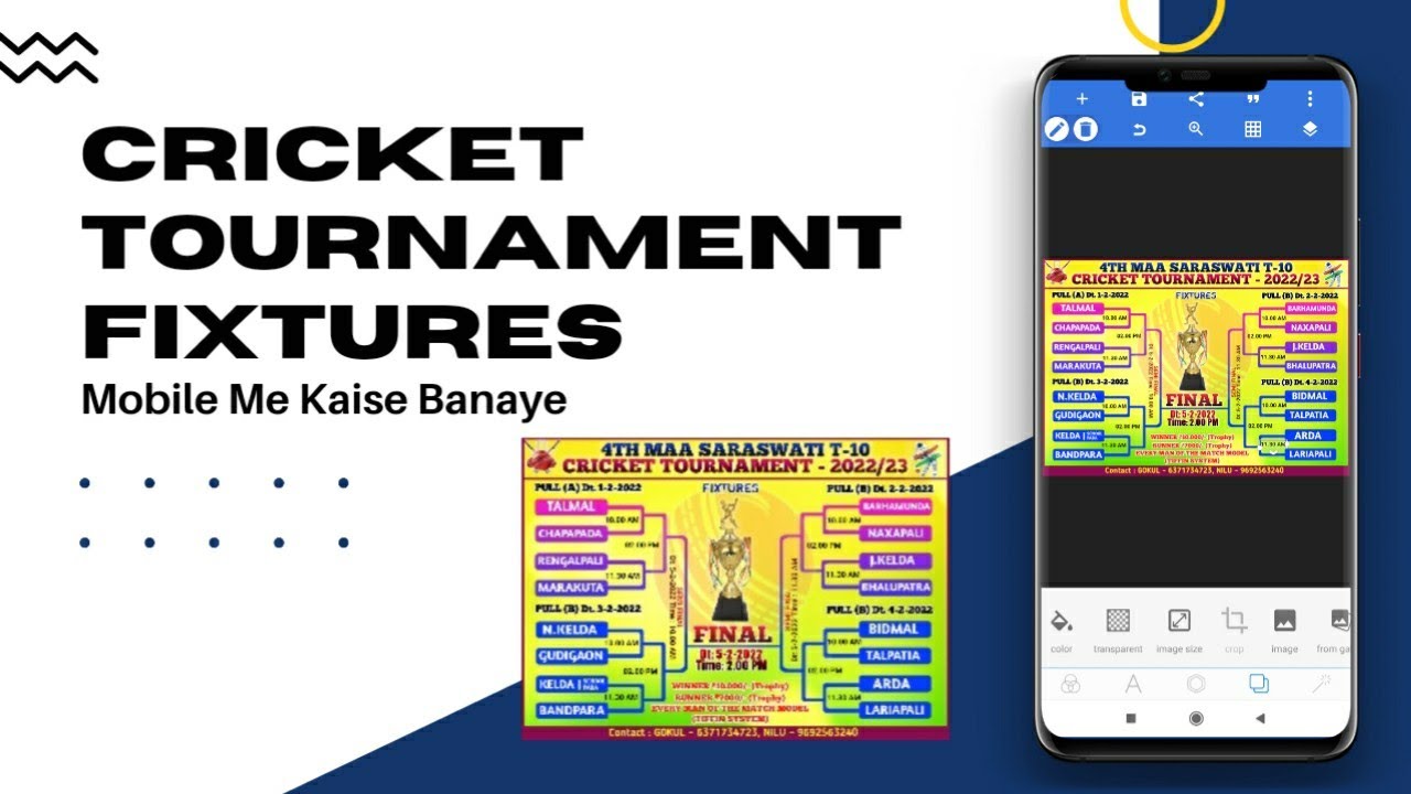 How To Make Cricket Tournament Fixtures in Pixellab | Cricket Fixture ...