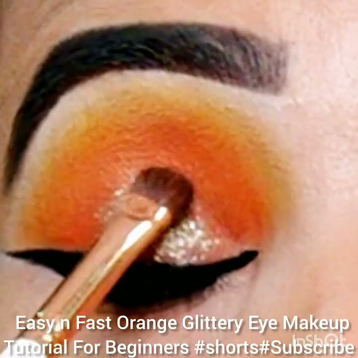 easy-n-fast-orange-glittery-eye-makeup-tutorial-for-beginners-how-to