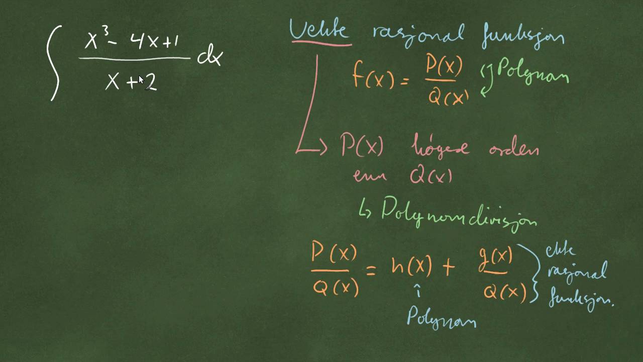 Integrasjon av rasjonale funksjoner - del 2 - polynomdivisjon - YouTube