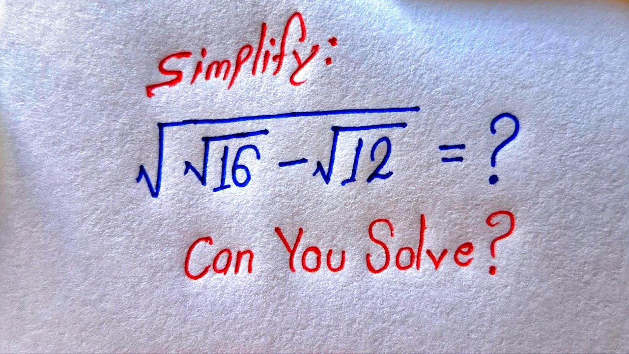 Germany | A Nice Math Square roots problem | How to simplify? - YouTube
