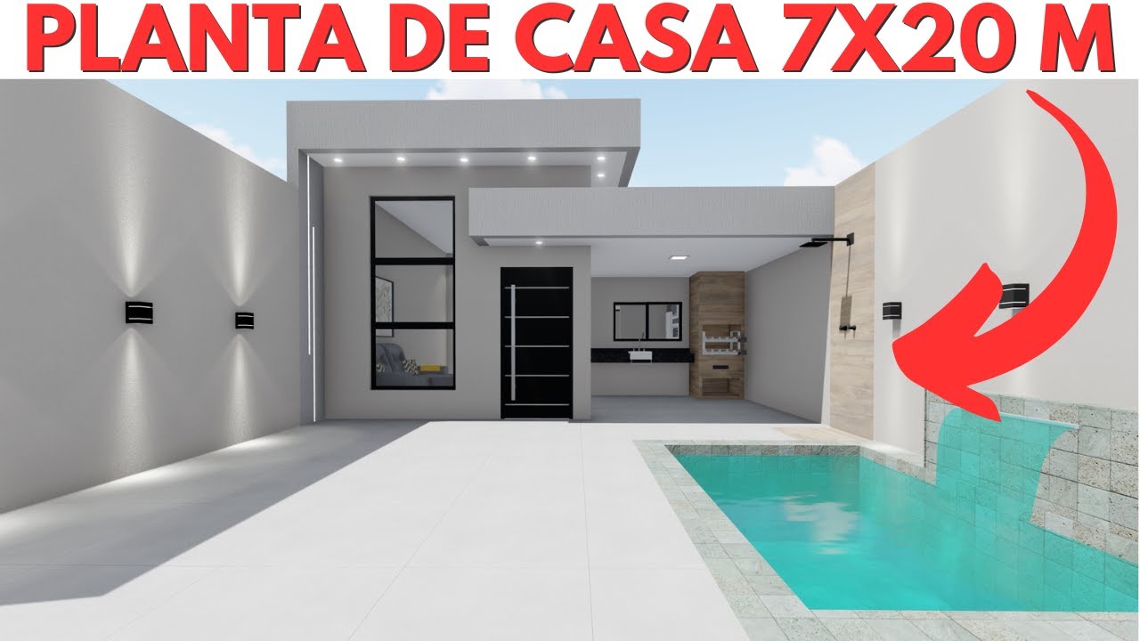 PLANTA DE CASA 7X20 METROS COM 3 QUARTOS! - YouTube