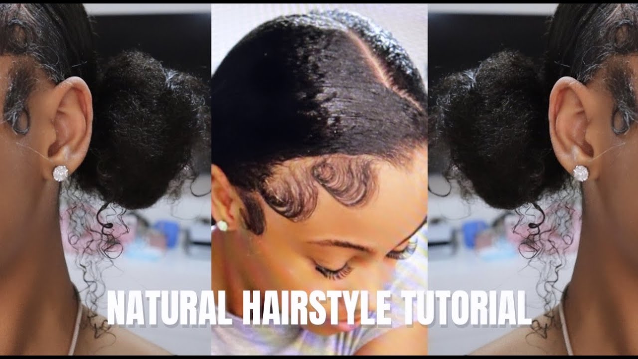 Natural Hairstyle Tutorial || Edges Tutorial || Two Low Space Buns - YouTube