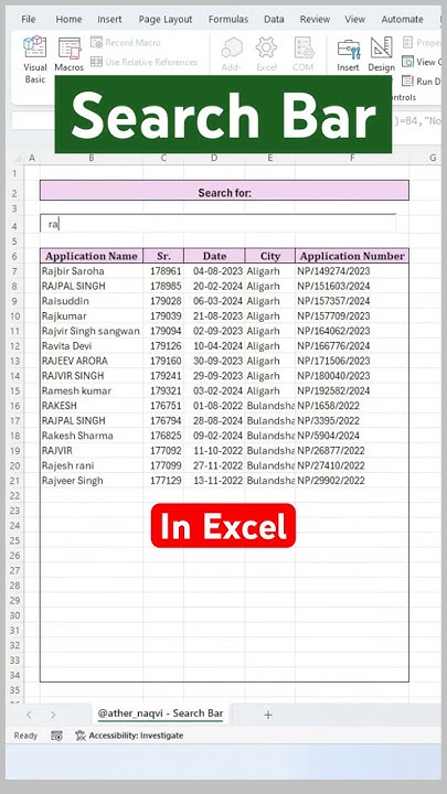How to Create a Search Bar in Excel – Find Data Instantly! #excelshorts #ytshorts - YouTube