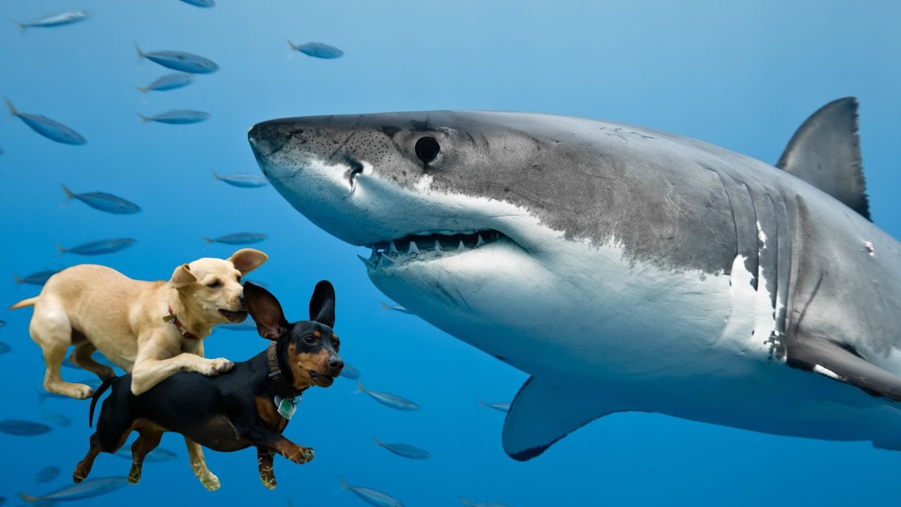 PERRITOS PELEAN CONTRA TIBURÓN | PERROS VS TIBURÓN - YouTube