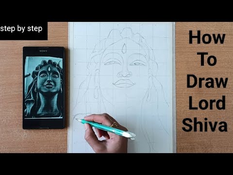 How To Draw Lord Adiyogi Outline With Grid Technique | Step By Step ...