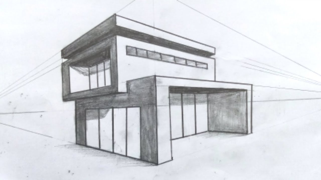 Two point perspective drawing easy. building drawing. #building. - YouTube