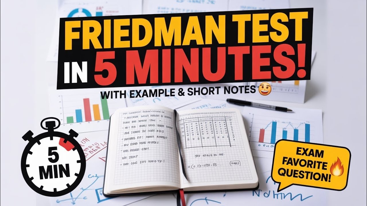 Friedman Test in 5 mins l Short notes plus example l Concepts in 5 ...
