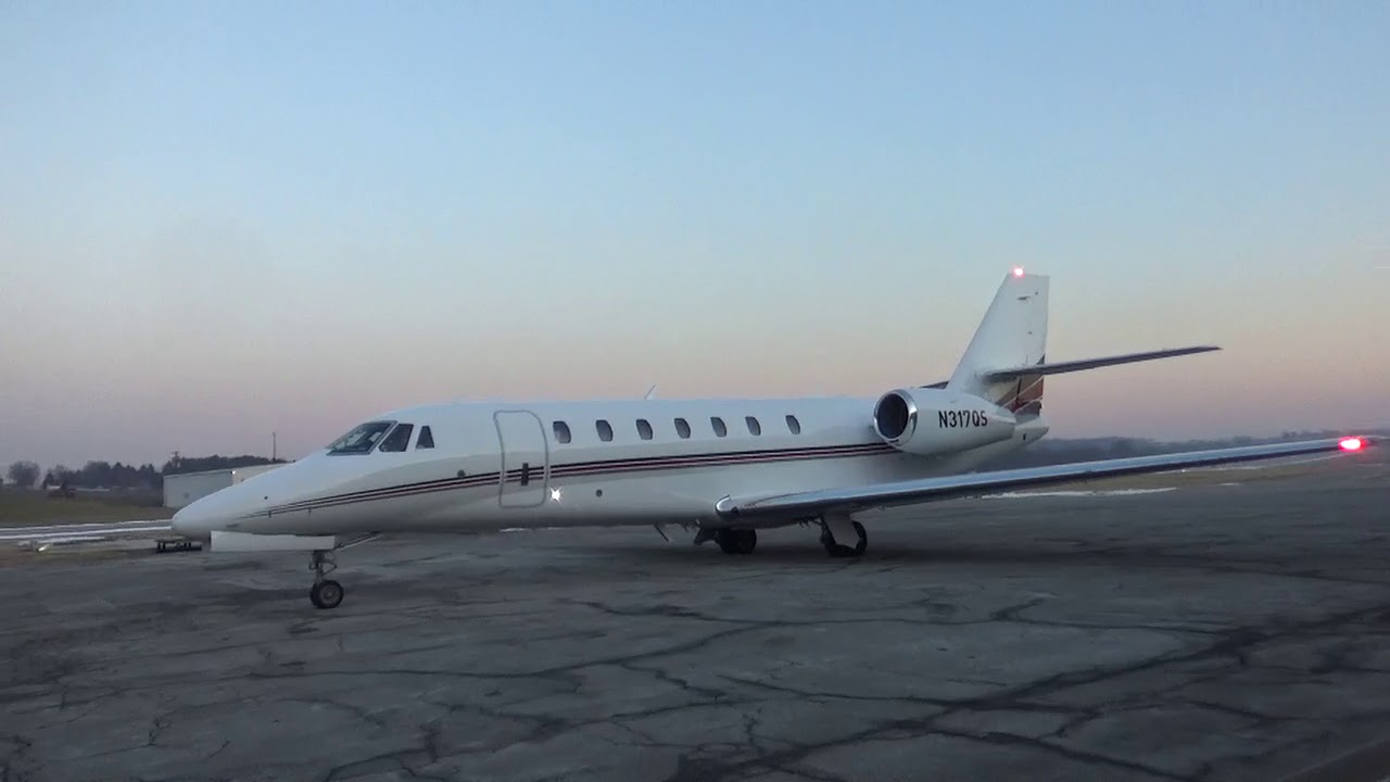 NetJets Cessna Citation 680 Sovereign N317QS start up & take off from ...