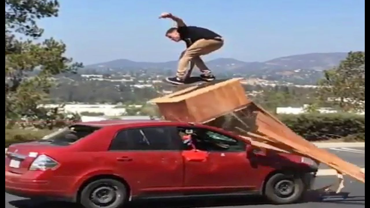 INSTABLAST! - Car DEMOLISHING Skater!! Bs 360 MACBA Gap!! Crazy Bridge ...